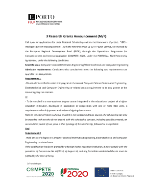 Fillable Online 3 Research Grants Announcement (M/F) - Sigarra Fax ...