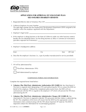 Fillable Online edd ca edd.ca.govendisabilityVoluntary Plan Forms and ...