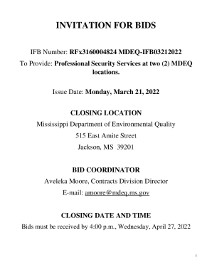 Fillable Online Invitation For Bid (IFB) DefinitionInvitation to Bid ...