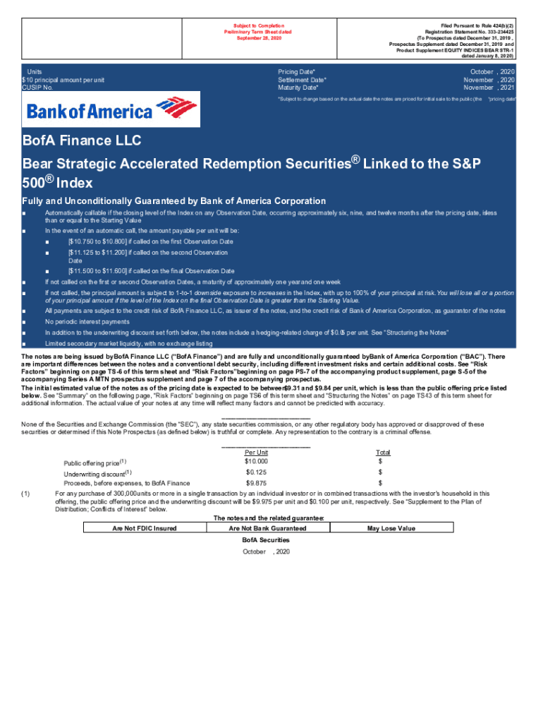 Fillable Online Preliminary Term Sheet - SEC Fax Email Print - pdfFiller