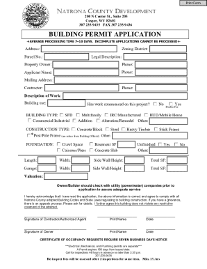 Fillable Online Building Application & Inspections FormsNatrona County ...