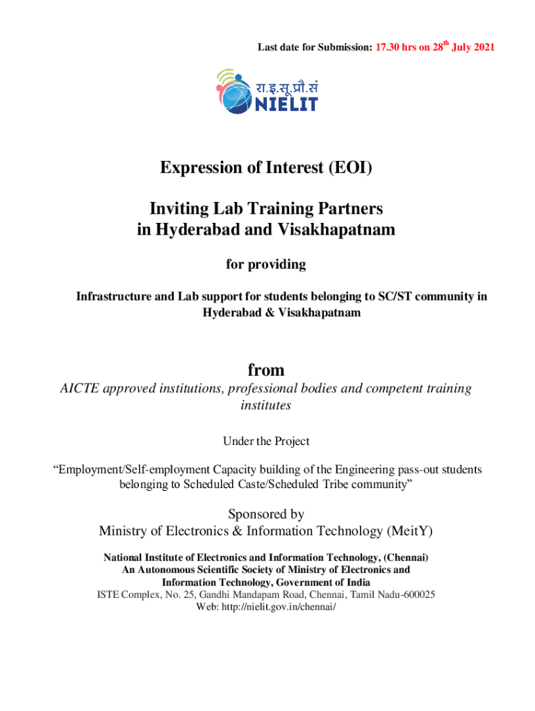 Fillable Online Expression of Interest (EOI) Inviting Lab Training ...