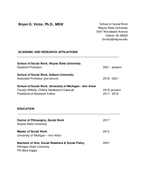 Fillable Online socialwork wayne socialwork.wayne.eduprofilefj8623Bryan Victor - School of ...