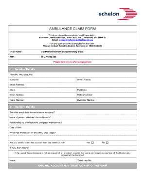 Fillable Online Ambulance Zip Code 1500 Claim Form Reporting Reminder ...