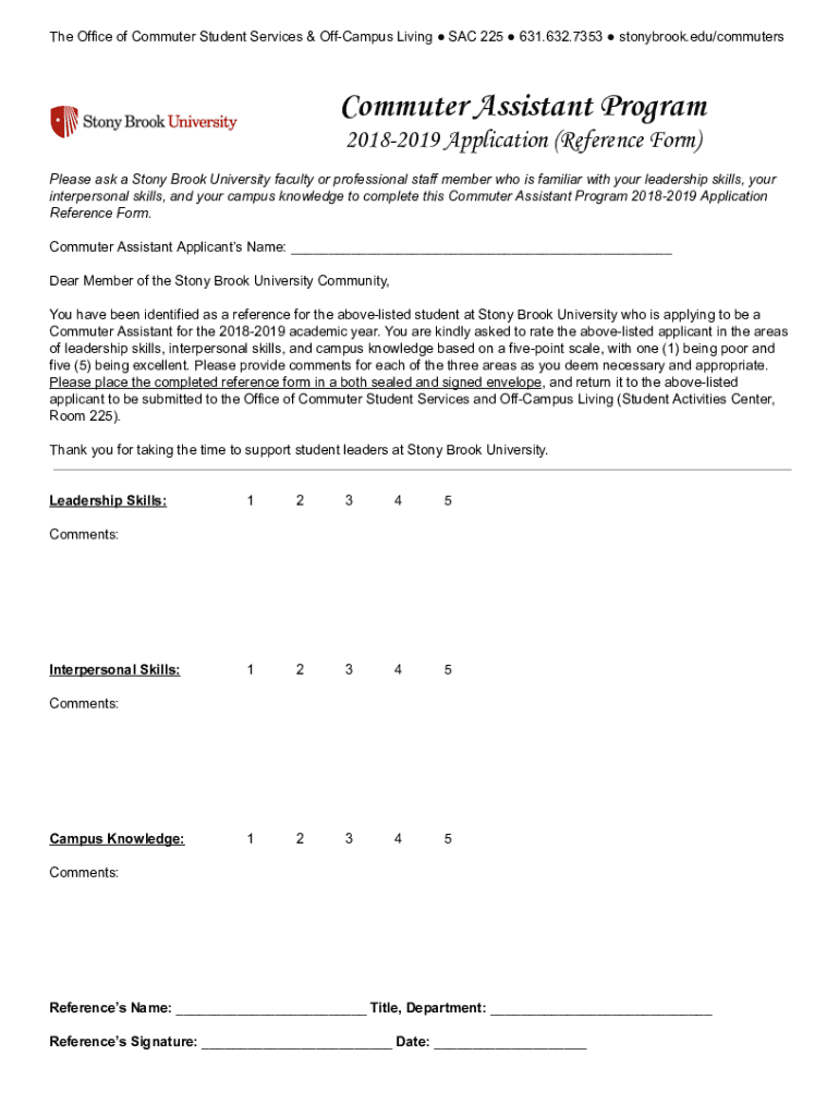 Fillable Online Commuter Assistant Program - Stony Brook Fax Email Print - pdfFiller