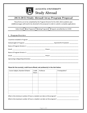 Fillable Online Study Abroad Program Proposal FormOffice for Global ...