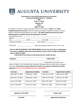 Fillable Online Reservation for the GACE Paraprofessional Assessment ...