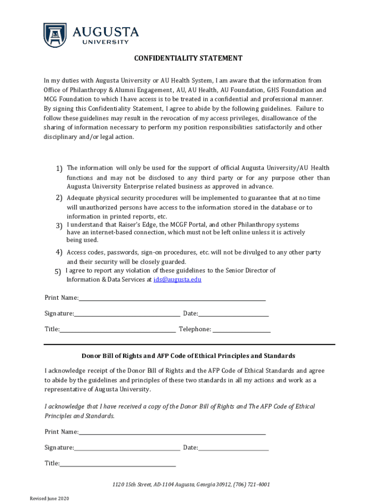 Fillable Online Authorized Signature Form for Foundation Funds - Augusta University Fax Email ...