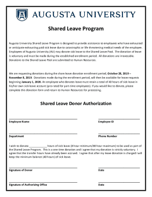 Fillable Online Shared Sick Leave Donor Form Fax Email Print - pdfFiller