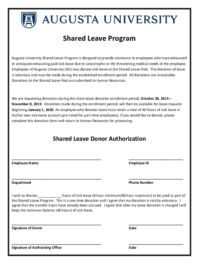 Fillable Online Shared Sick Leave Donor Form Fax Email Print - pdfFiller