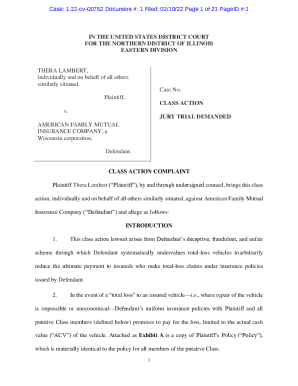 Fillable Online Lambert v. American Family Mutual Insurance Company - 1 ...