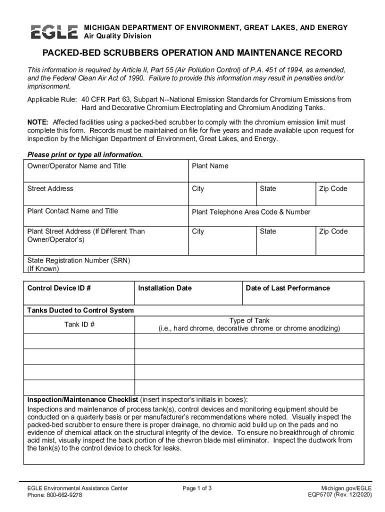 Fillable Online Michigan Department of Environment, Great Lakes ...