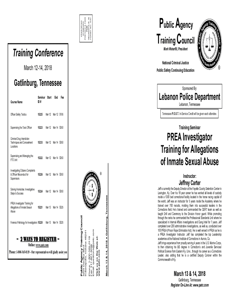 Fillable Online PREA Investigator Training for Allegations of Inmate ...