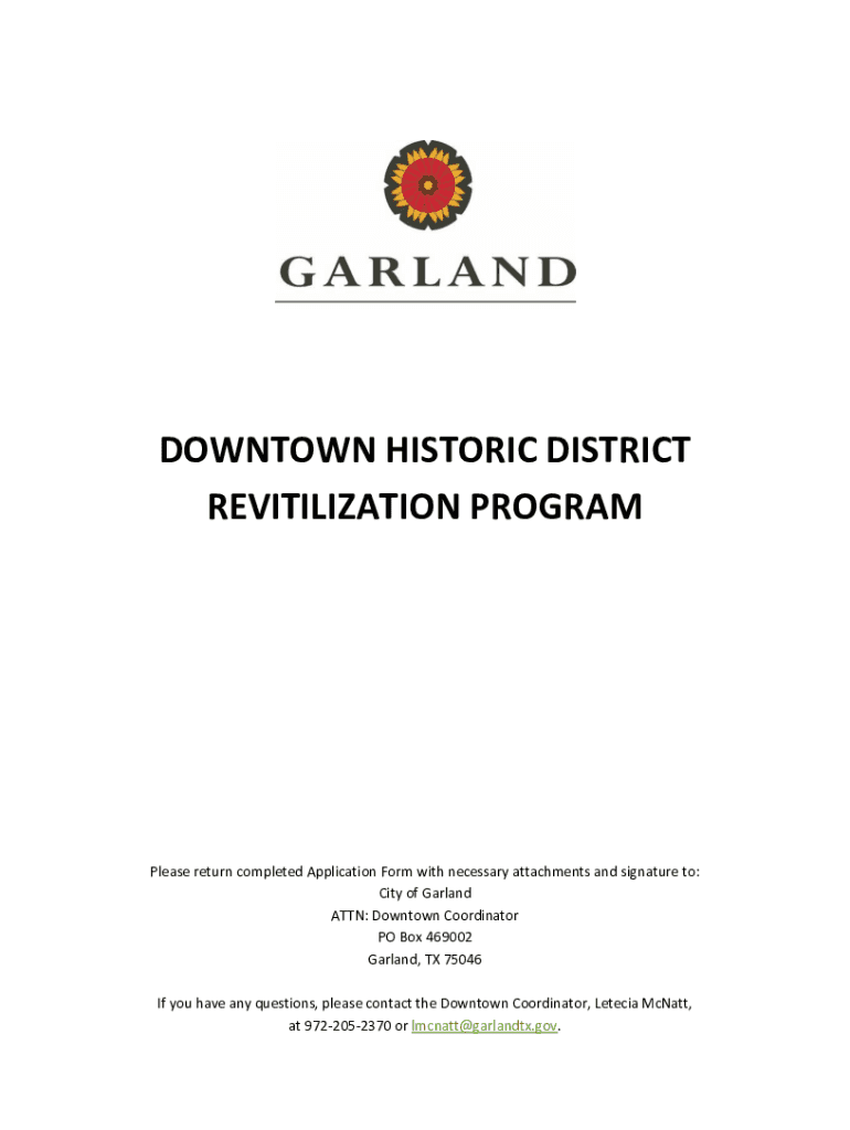 Fillable Online DOWNTOWN HISTORIC DISTRICT REVITILIZATION PROGRAM ...