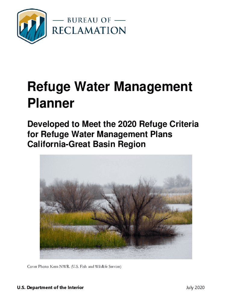 Fillable Online Refuge Water Management Planner - Bureau of Reclamation ...