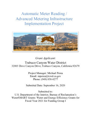 Fillable Online Automatic Meter Reading / Advanced Metering ...