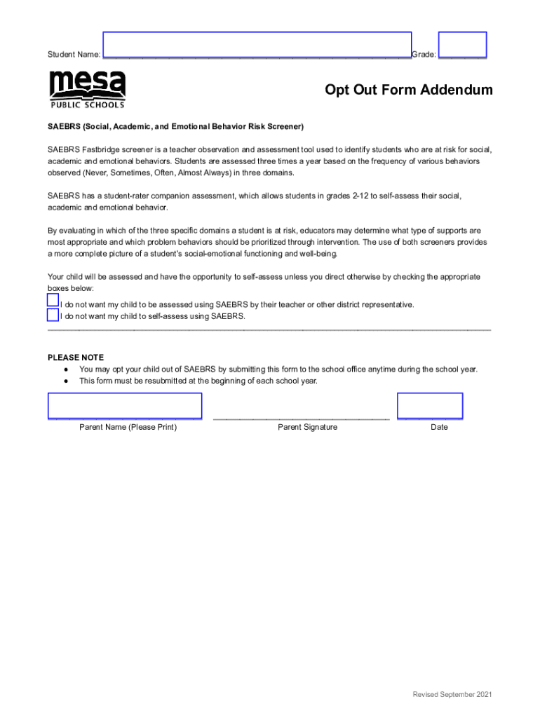 Fillable Online Social, Academic, and Emotional Behavior Risk Screener ...