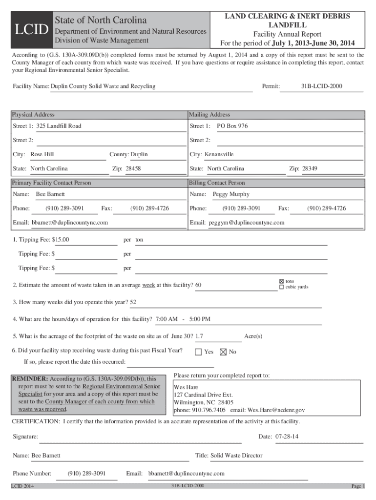 Fillable Online files.nc.govncdeqWaste ManagementState of North ...