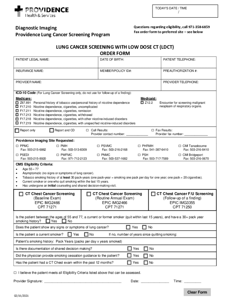 Fillable Online CT Lung Screening Order form Fax Email Print - pdfFiller