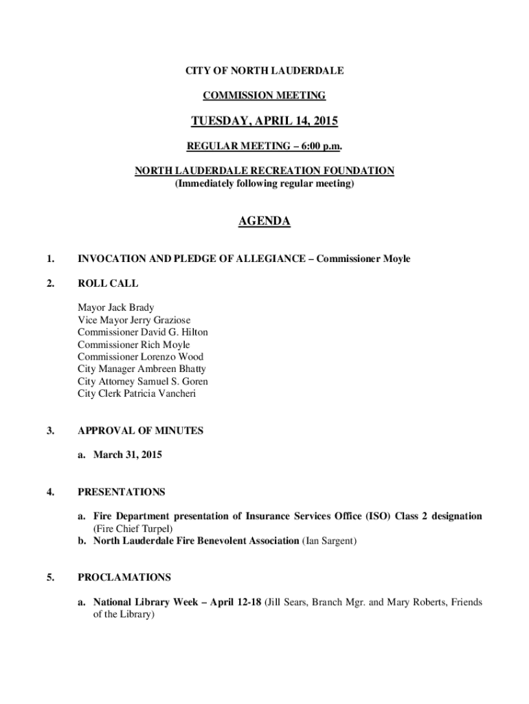 Fillable Online cms7files1.revize.com northlauderdale documentAGENDA - Revize Fax Email Print ...