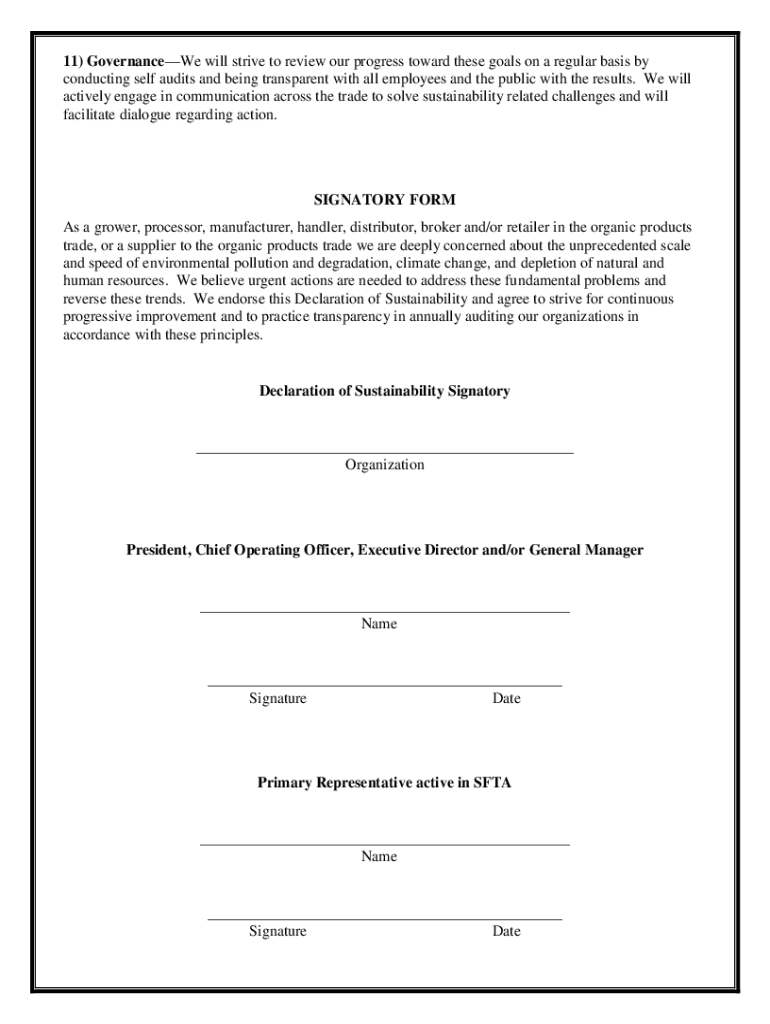 Fillable Online Declaration of Sustainability for the organic products ...