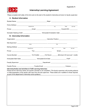 Fillable Online myecc ecc ung.eduinternship-learning-agreement ...