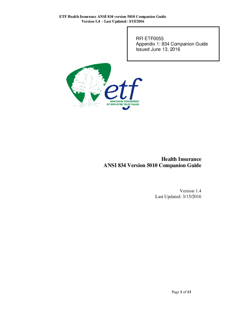 Fillable Online Health Insurance ANSI 834 Version 5010 Companion Guide ...