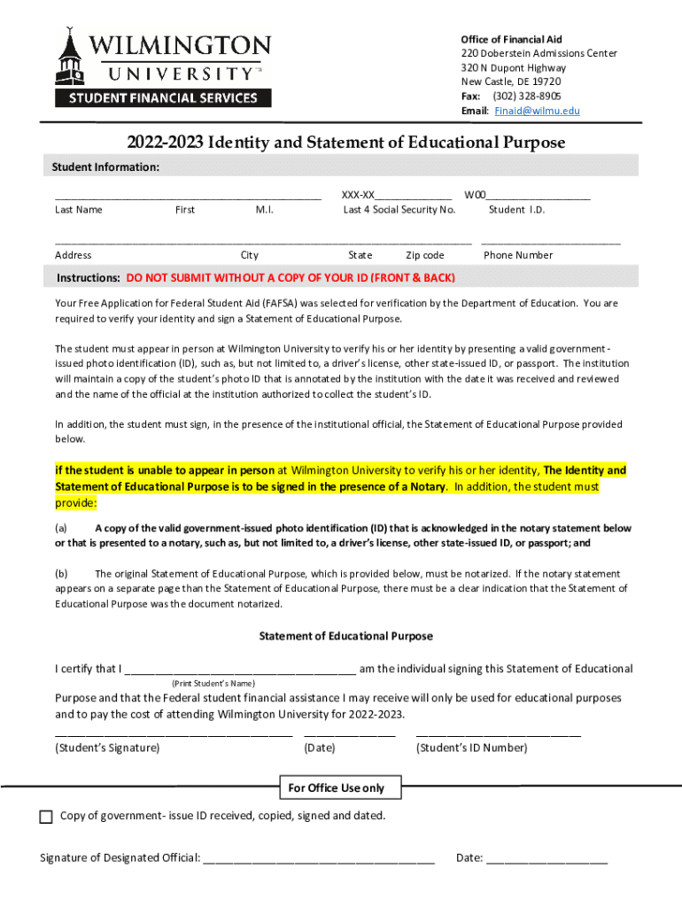 Fillable Online 2022-2023 Non-Filer Statement - Wilmington University ...