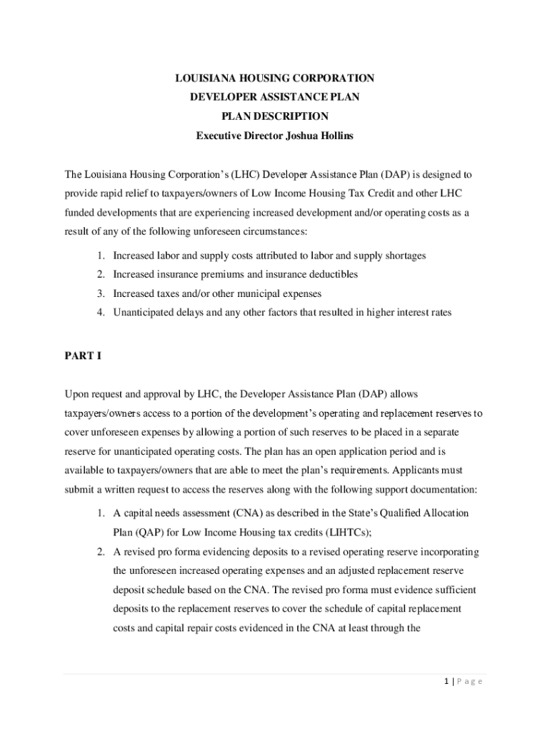 Fillable Online www.lhc.la.govhubfsDocument LibrariesLOUISIANA HOUSING CORPORATION DEVELOPER ...