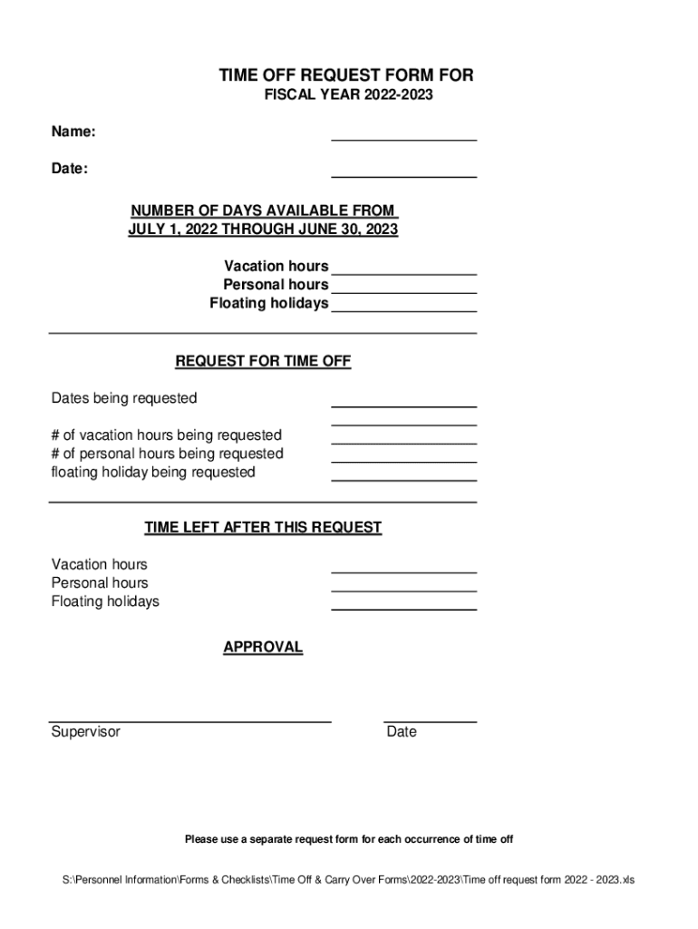 Fillable Online Time-Off Request: How To Ask for a Day Off (Plus ...