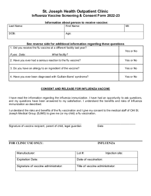 Fillable Online St. Joseph Health Center Walk-In Clinic: Department of Health Fax Email Print ...