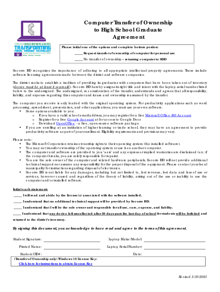 Fillable Online Ownership Transfer Agreement: Definition & Sample ...