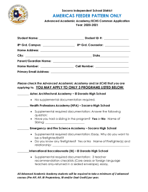 Fillable Online Socorro Independent School District AMERICAS FEEDER ...