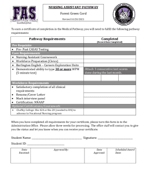 Fillable Online Nursing Assistant - Certificate of Completion - New ...