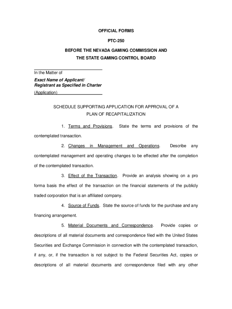 Fillable Online gaming nv OFFICIAL FORMS PTC-2 BEFORE THE NEVADA GAMING ...