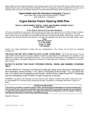 Fillable Online Cigna Dental Vision Hearing 3500 Plan Fax Email Print ...