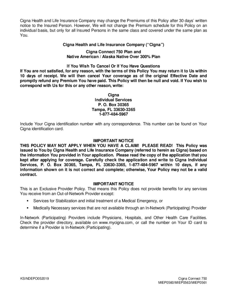 Fillable Online Health Insurance Policy Provisions ...