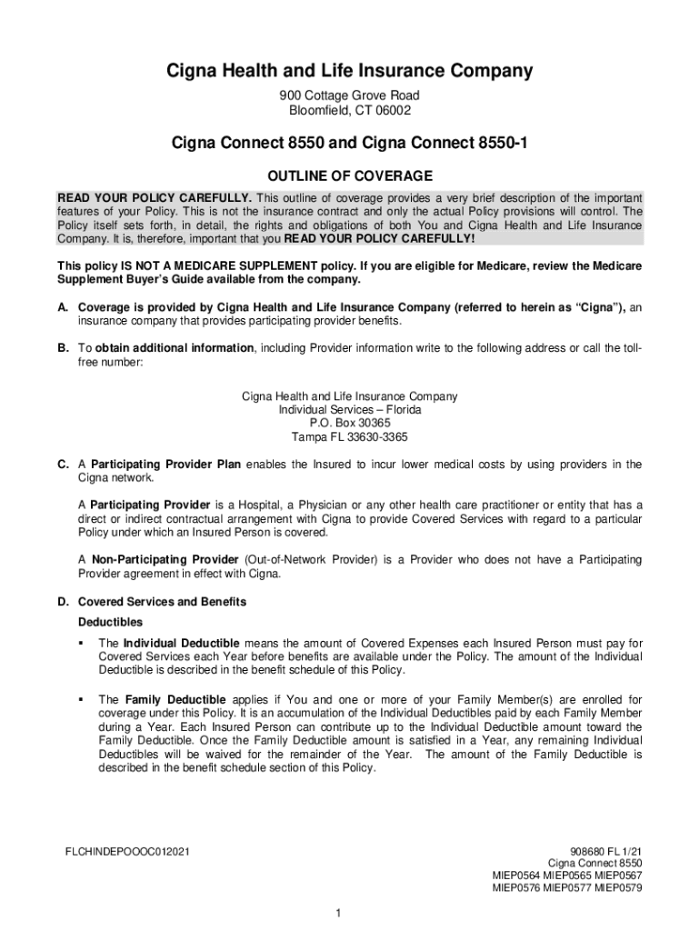 Fillable Online Cigna Health and Life Insurance Company (Cigna ...