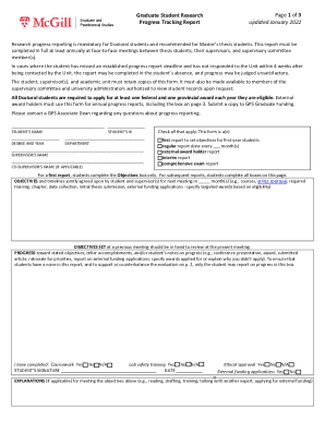 Fillable Online Student Progress Report: Monitor Students Performance ...