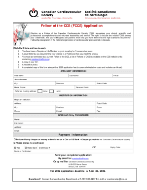 Fillable Online ccs.caappuploadsFellow of the CCS ( FCCS) Application ...