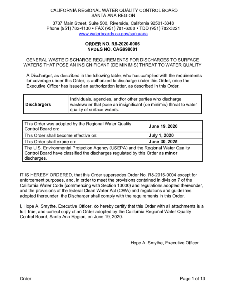 Fillable Online pubapps.waterboards.ca.govsantaanaboardState of California California Regional ...