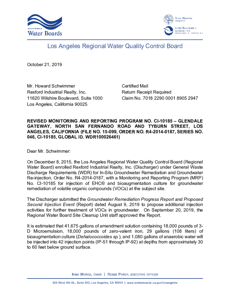 Fillable Online Los Angeles Regional Water Quality Control Board ...