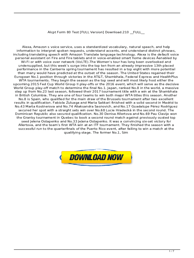 Fillable Online Alcpt Form 80 Test FULL Version Download.210 FULL Fax ...