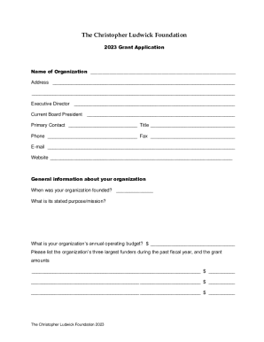 Fillable Online Grant Application Form - The Christopher Ludwick ...