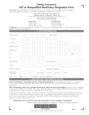 Fillable Online Fidelity Investments 457 or Nonqualified Beneficiary ...