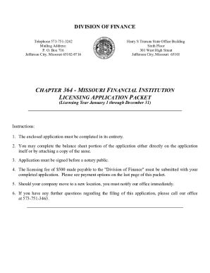 Fillable Online finance mo 364 Application Packet - Missouri Division of Finance Fax Email Print ...