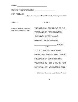 Fillable Online Daytime Telephone Number - VFW Auxiliary Fax Email ...