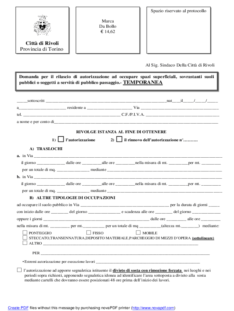 Fillable Online s3.eu-west-1.amazonaws.communicipium-productionSPAZIO RISERVATO AL MARCA DA ...