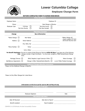 Fillable Online internal lowercolumbia Employee Status Change Form ...