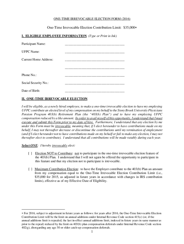 Fillable Online nb.fidelity.comsbIrrevocableElectionFormI. ELIGIBLE ...